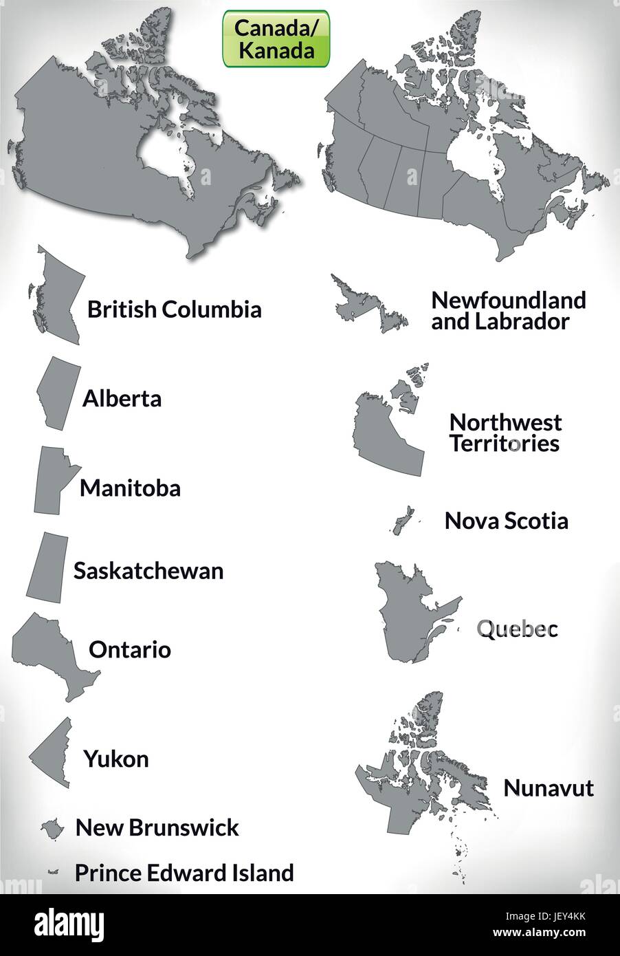 map of canada with borders in gray Stock Vector Image & Art - Alamy