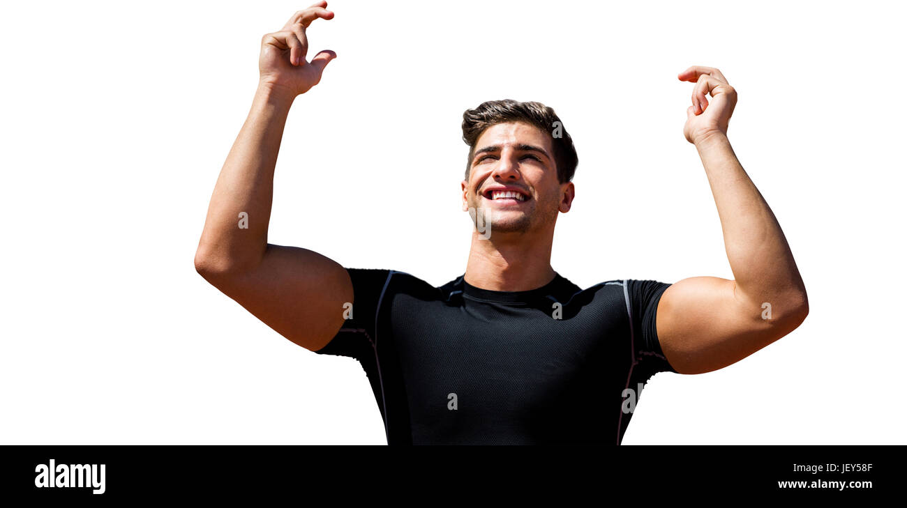 Portrait of happy sportsman Stock Photo - Alamy