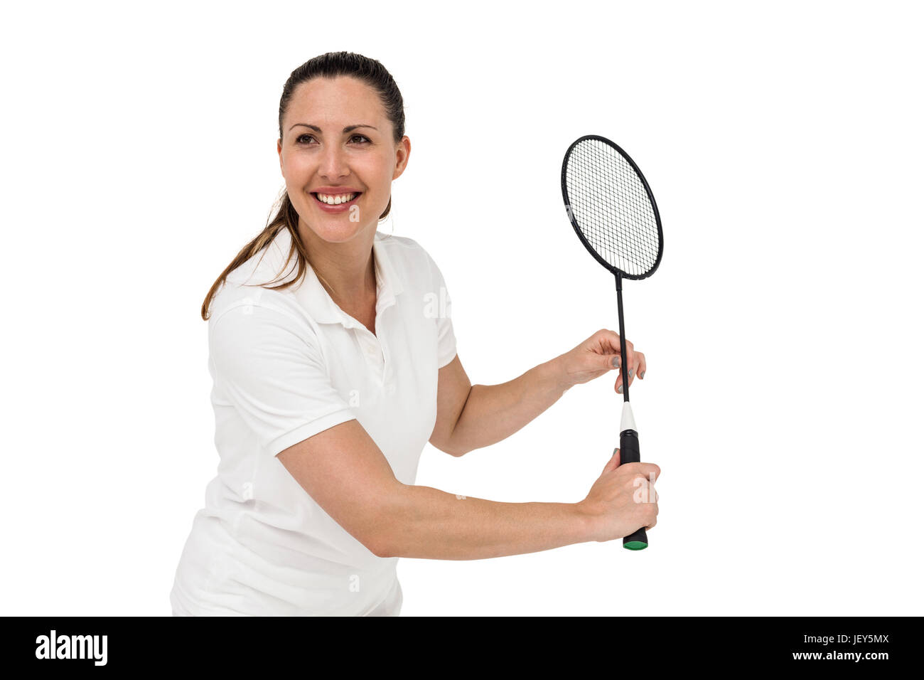 Female player playing badminton Stock Photo - Alamy