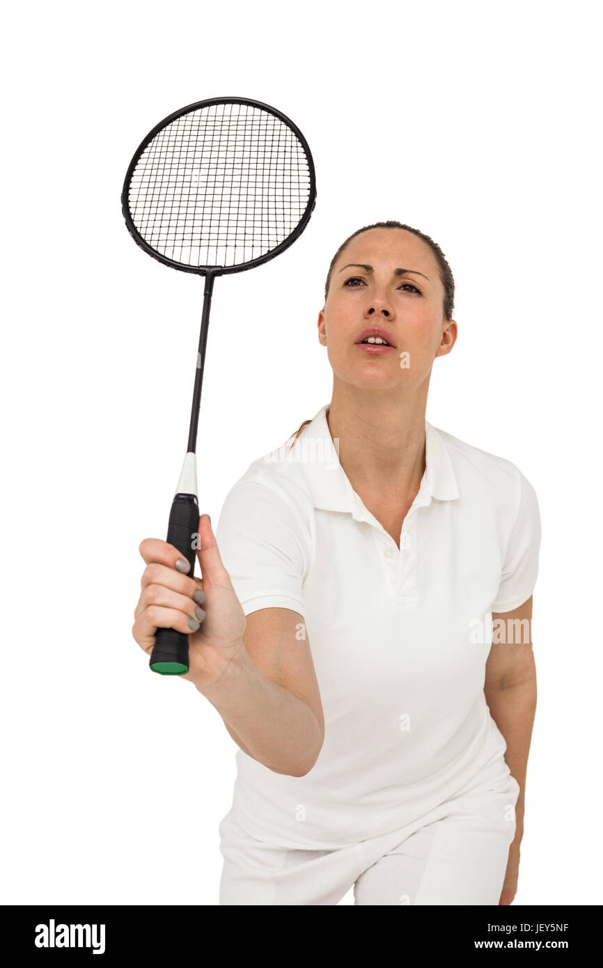 Female player playing badminton Stock Photo - Alamy
