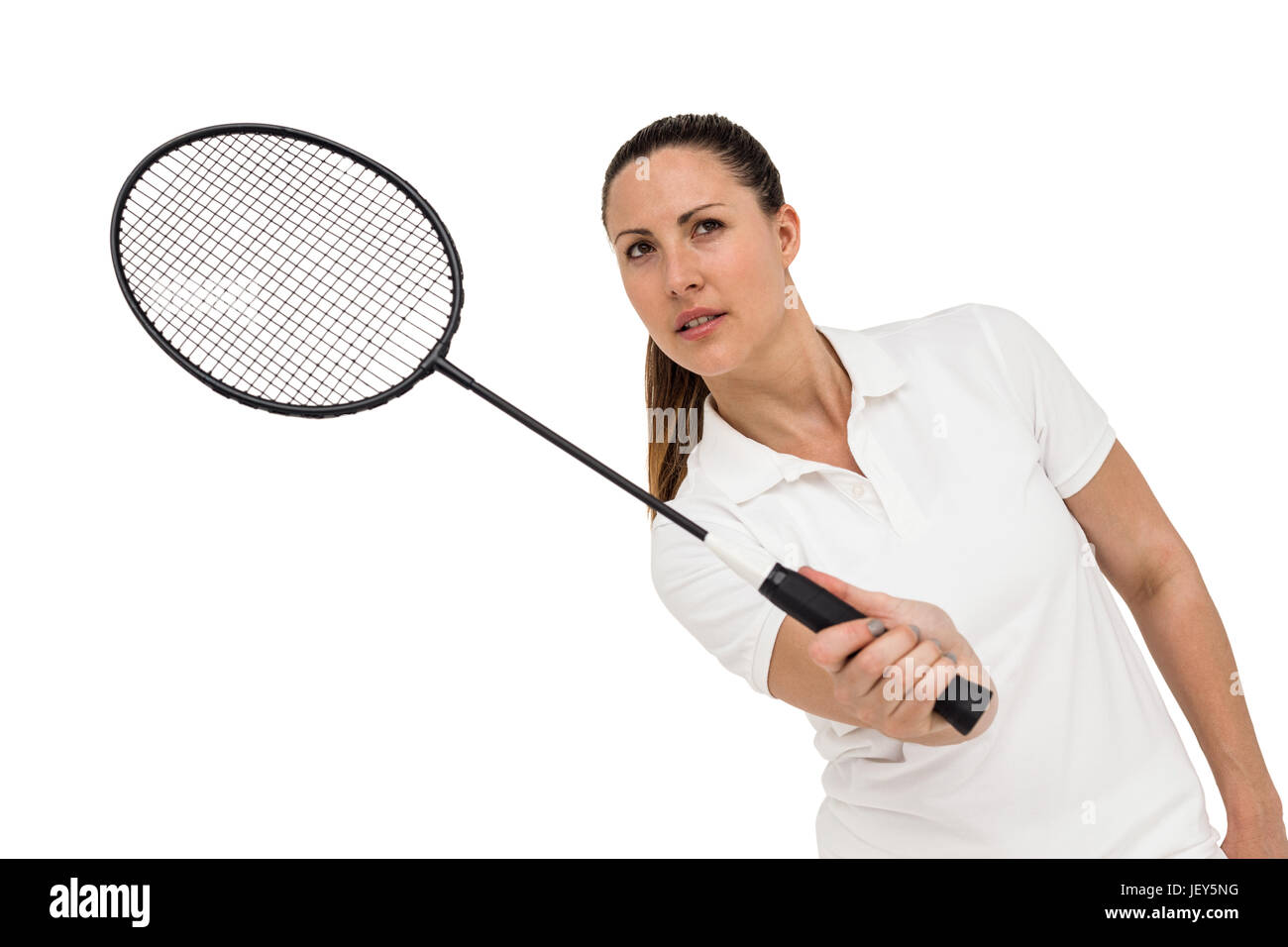 Female player playing badminton Stock Photo - Alamy