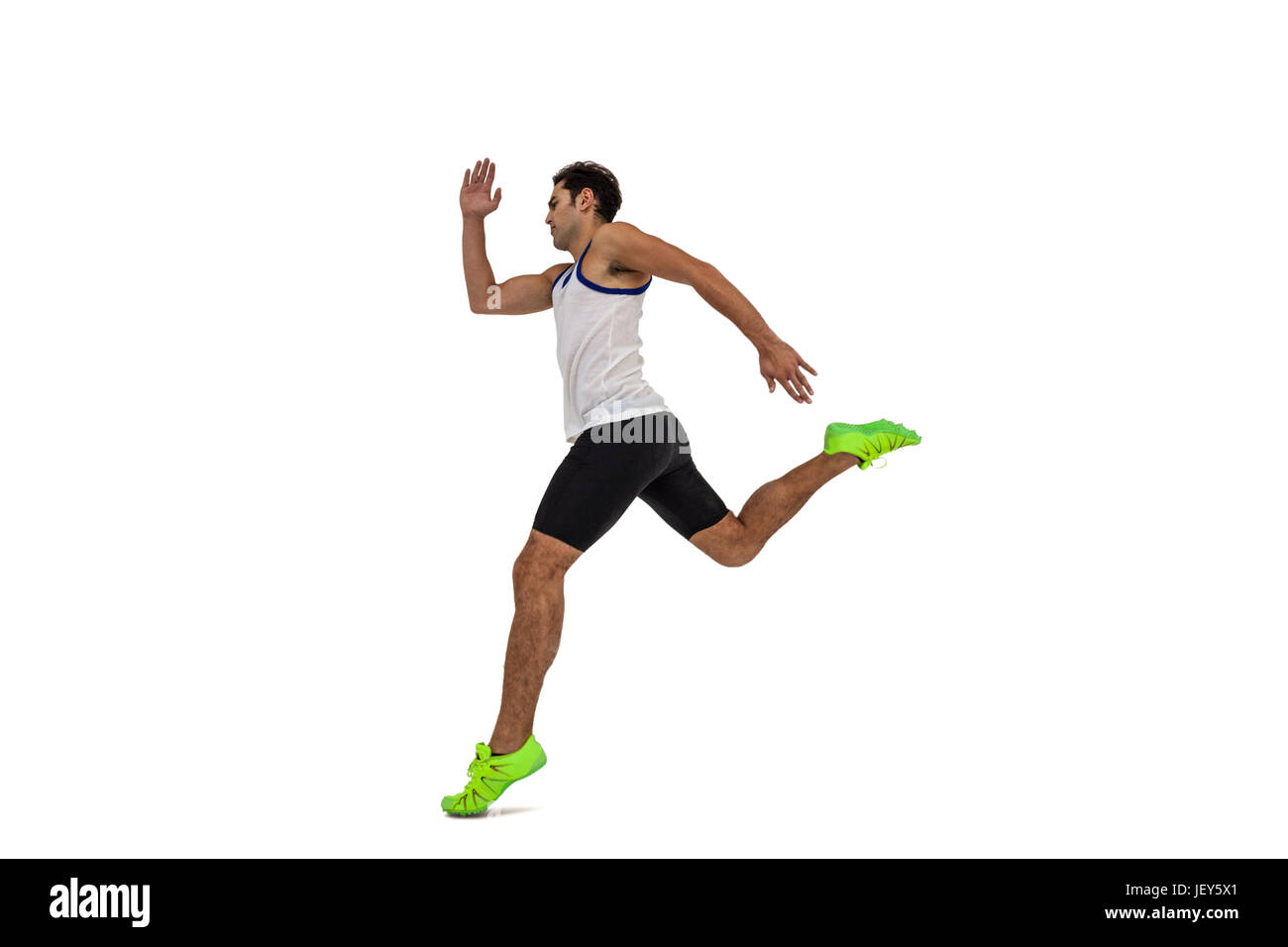 Male athlete running on white background Stock Photo - Alamy