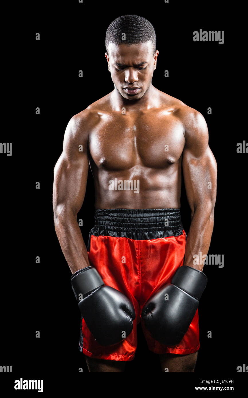 Boxer posing after failure Stock Photo - Alamy