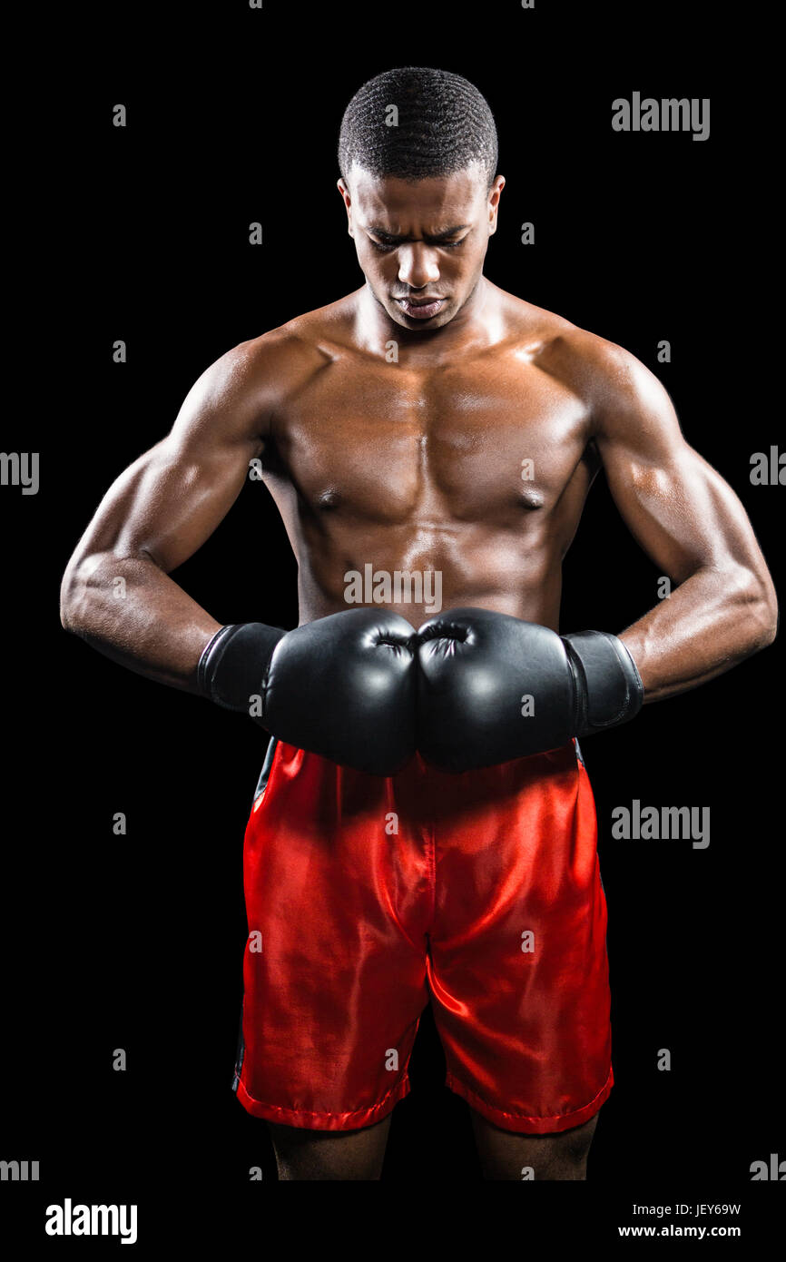Boxer posing after failure Stock Photo - Alamy