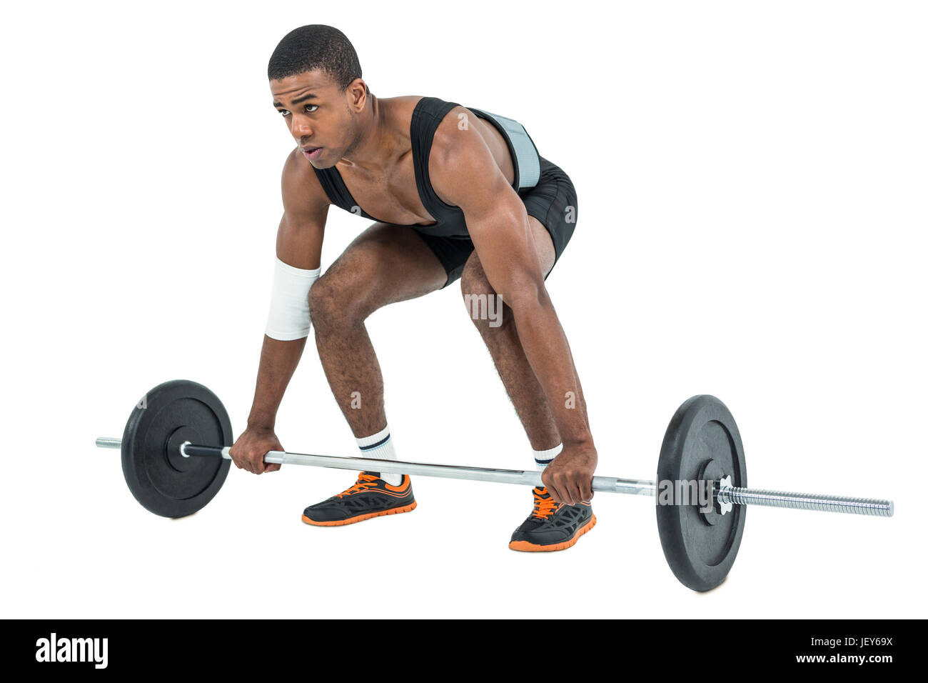 Bodybuilder lifting heavy barbell weights Stock Photo - Alamy