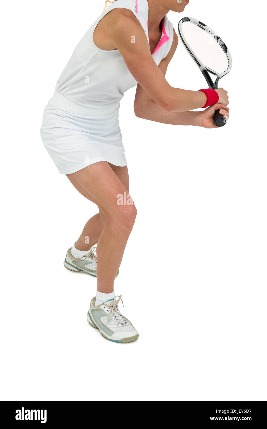 Athlete playing tennis with a racket Stock Photo - Alamy