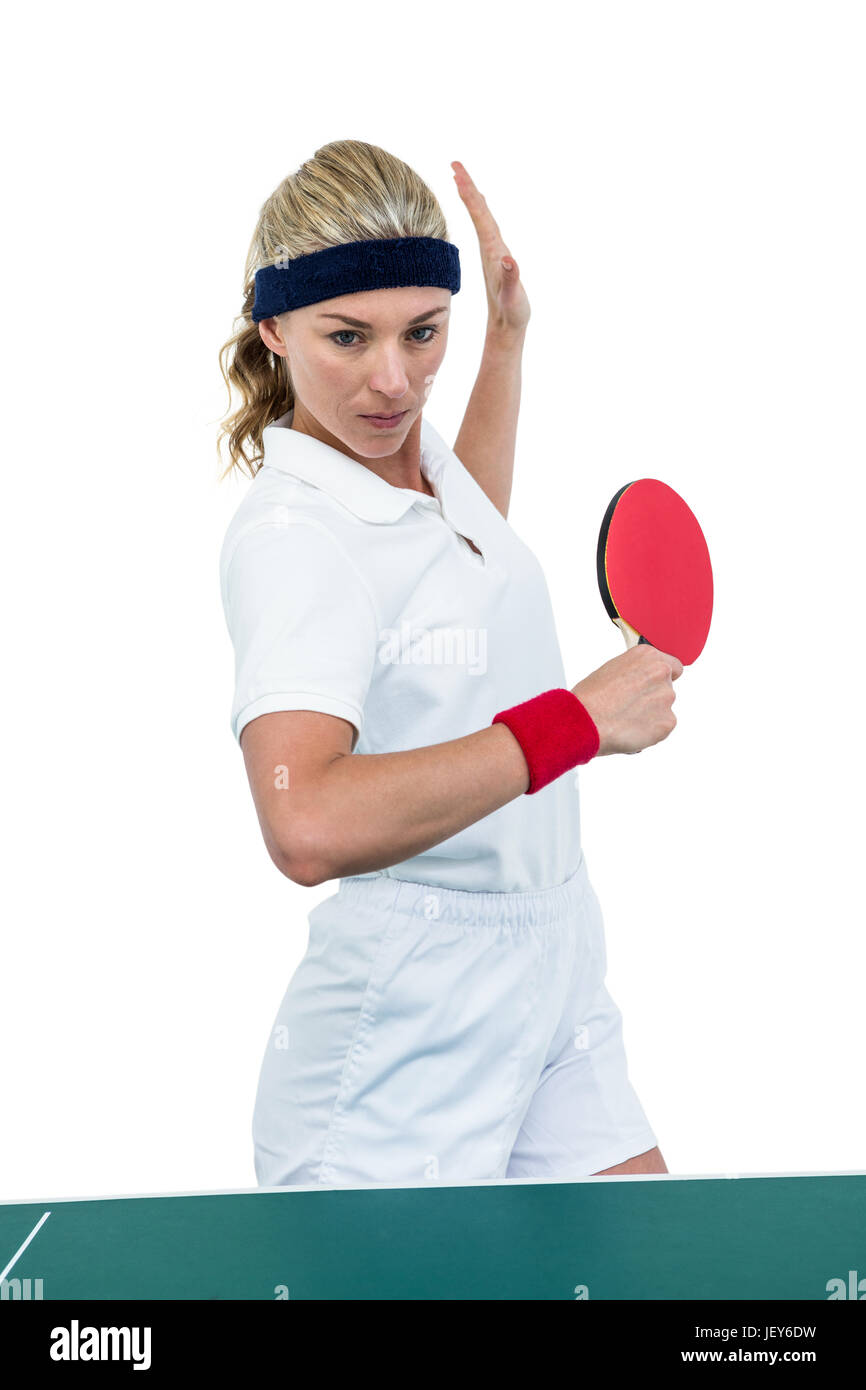 Female athlete playing table tennis Stock Photo - Alamy