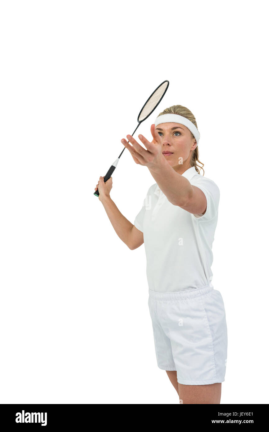 Badminton player playing badminton Stock Photo - Alamy