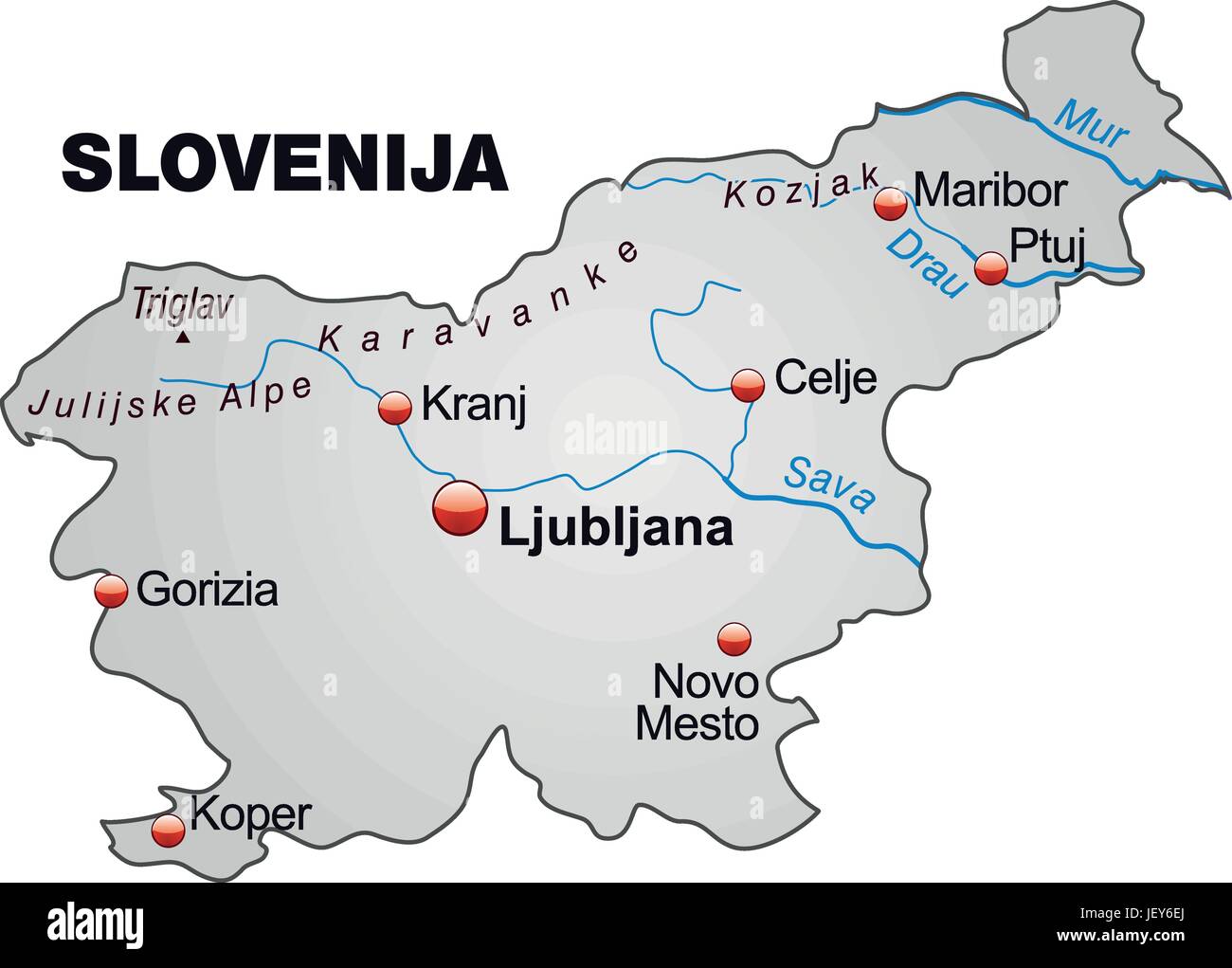 map of slovenia as an overview map in gray Stock Vector Image & Art - Alamy