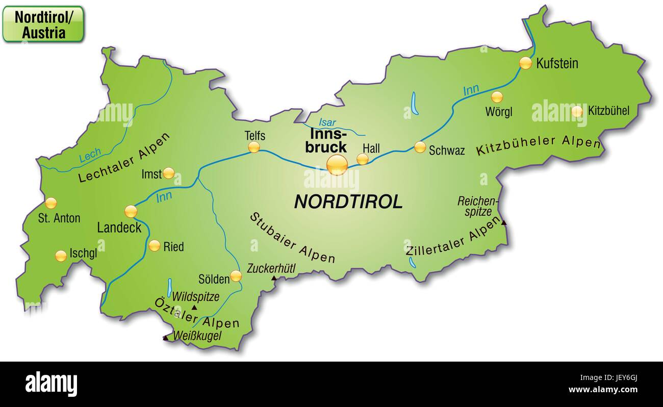 island map of tyrol as an overview map in green Stock Vector Image ...