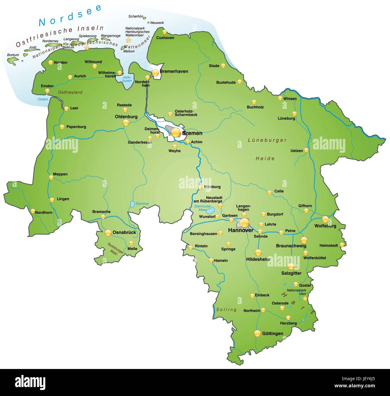 Map of lowersaxony Stock Vector Images - Alamy
