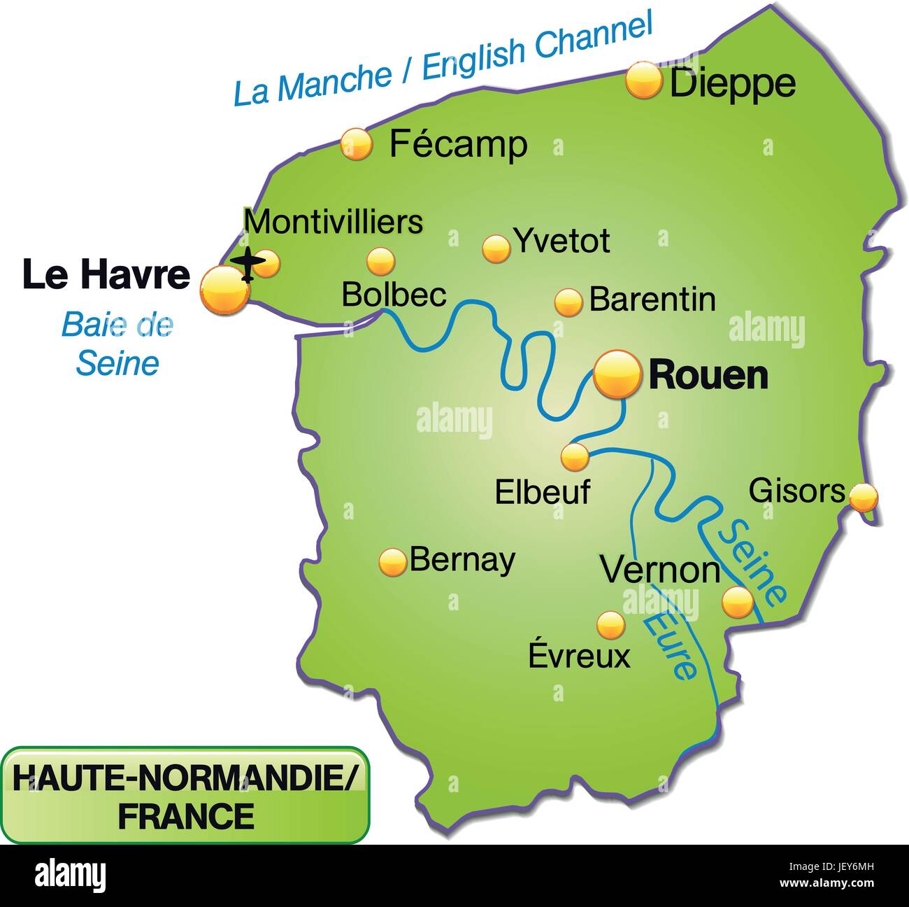 island map of upper normandy as an overview map in green Stock Vector ...