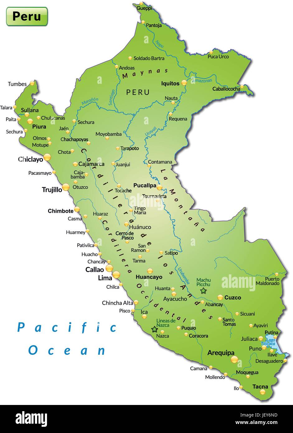 island map of peru as an overview map in green Stock Vector Image & Art ...