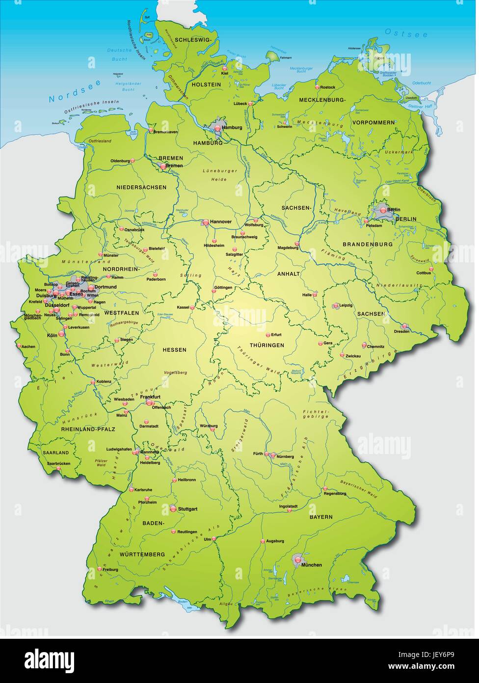 map of germany as an overview map in green Stock Vector Image & Art - Alamy