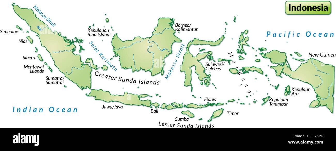 map of indonesia as an overview map in pastel green Stock Vector Image ...