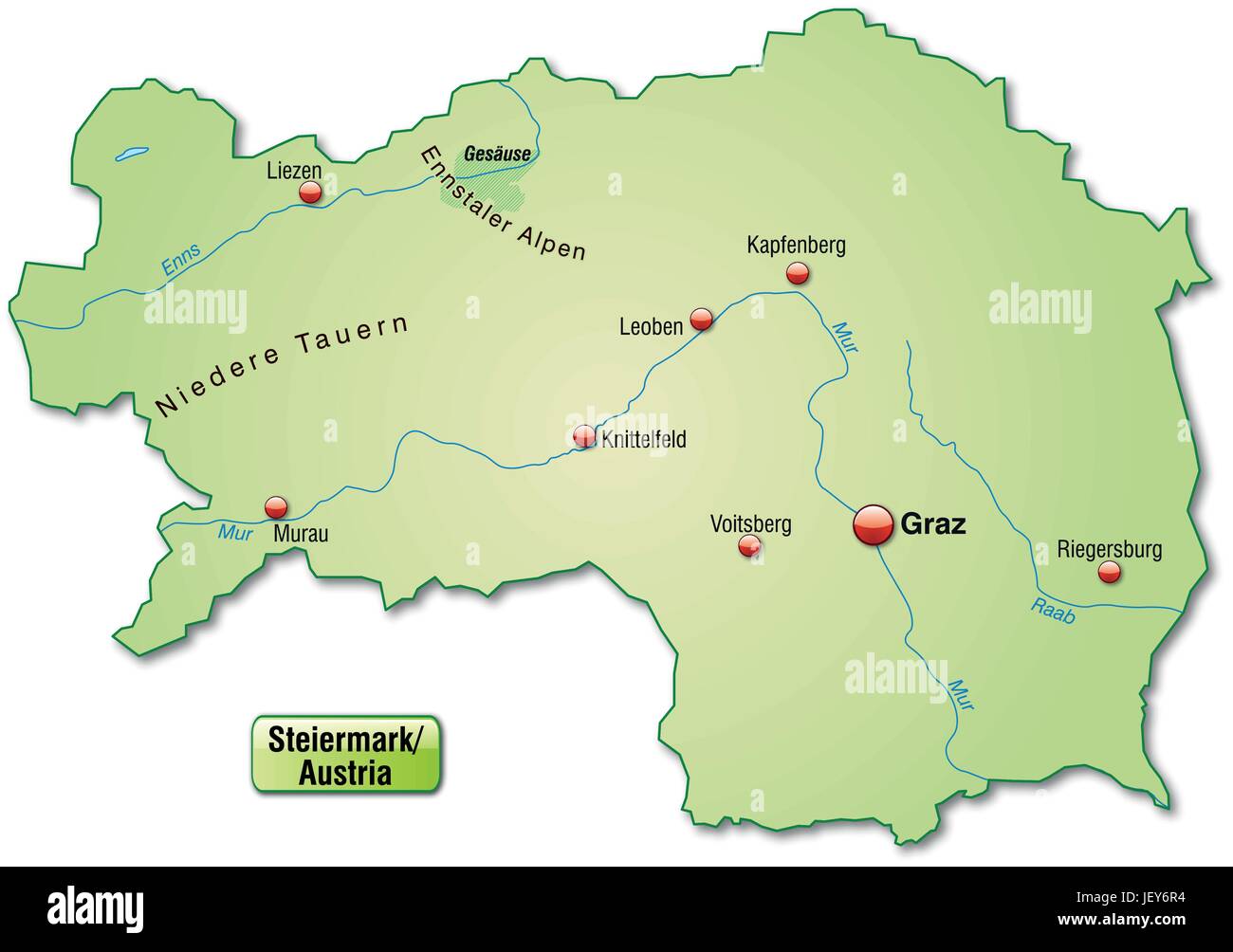 Map styria overview map in Stock Vector Images - Alamy