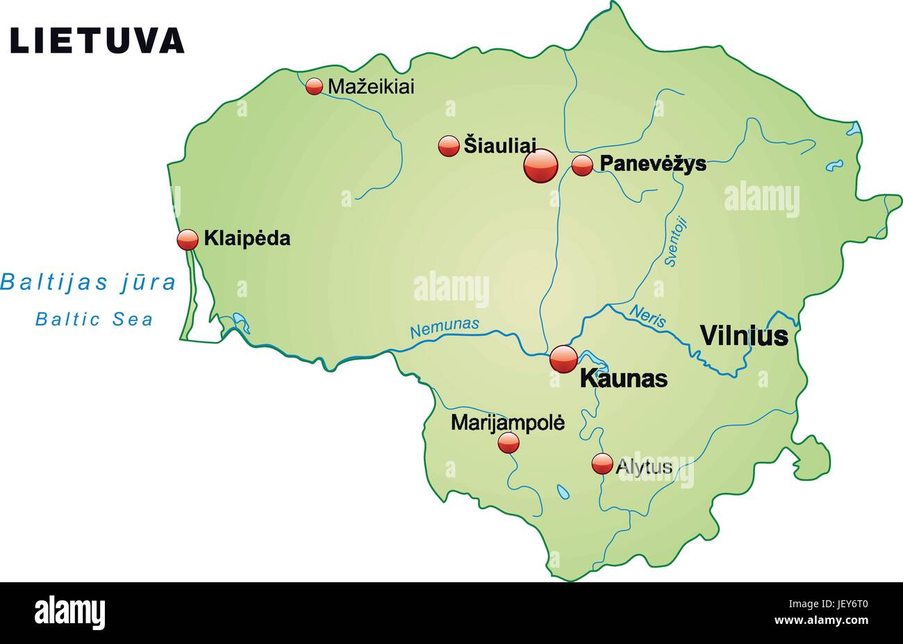 Maps Lt Lietuva Map Of Lithuania Stock Photo. Image Of Geographical,