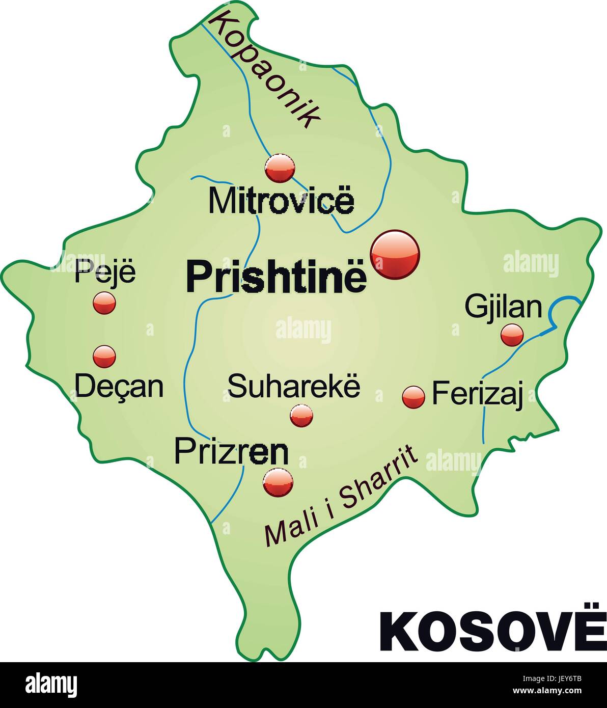 map of kosovo as an overview map in pastel green Stock Vector Image ...