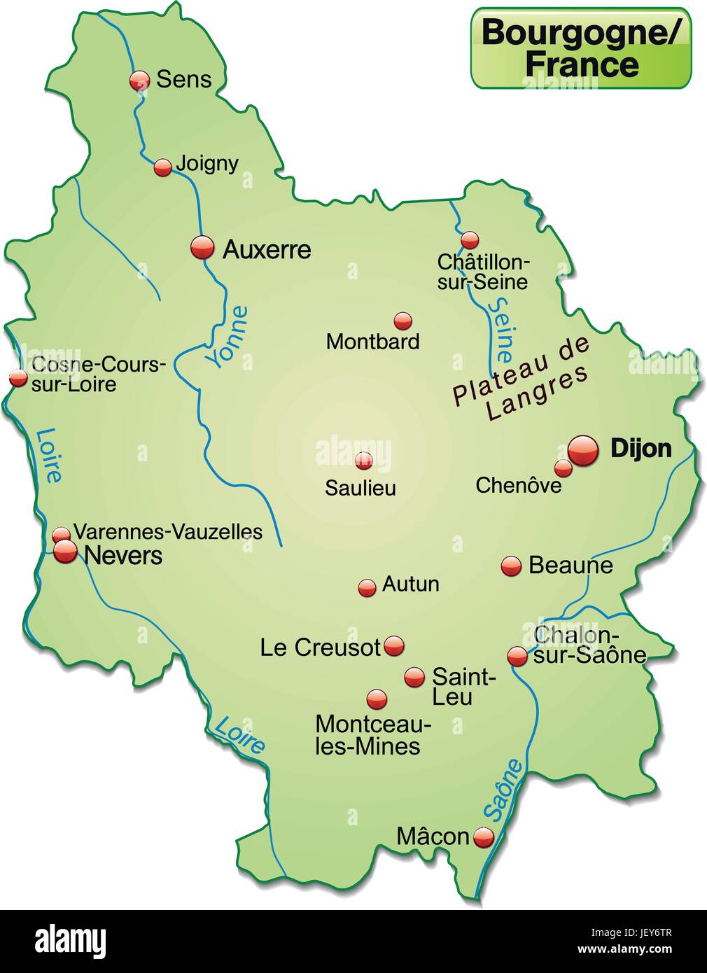 island map of burgundy as an overview map in pastel green Stock Vector ...