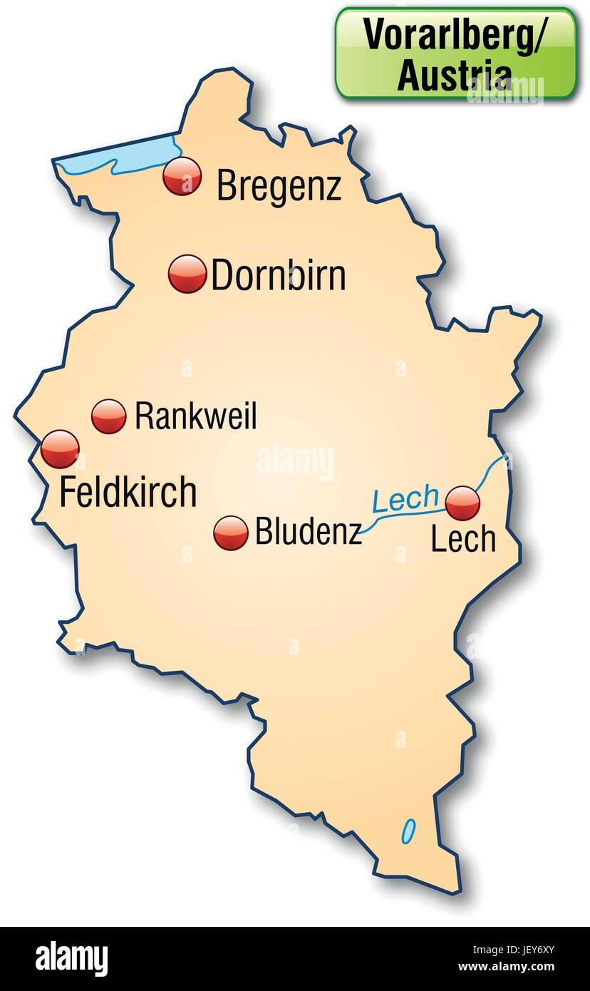 map of vorarlberg as an overview map in pastel orange Stock Vector ...