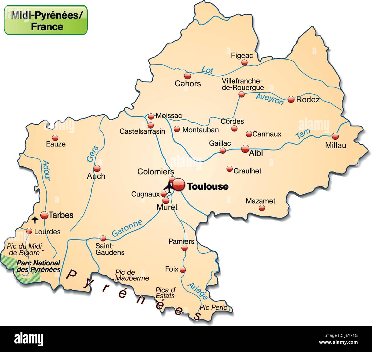 Map of midi pyrenees Stock Vector Images - Alamy