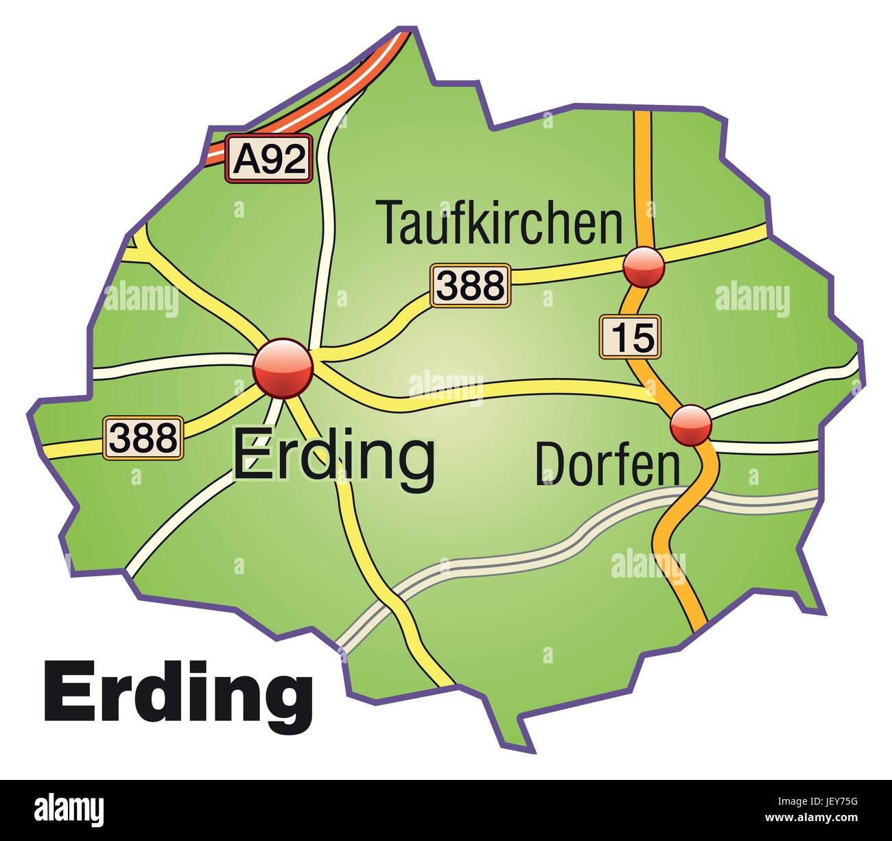 map of erding with transport network Stock Vector Image & Art - Alamy