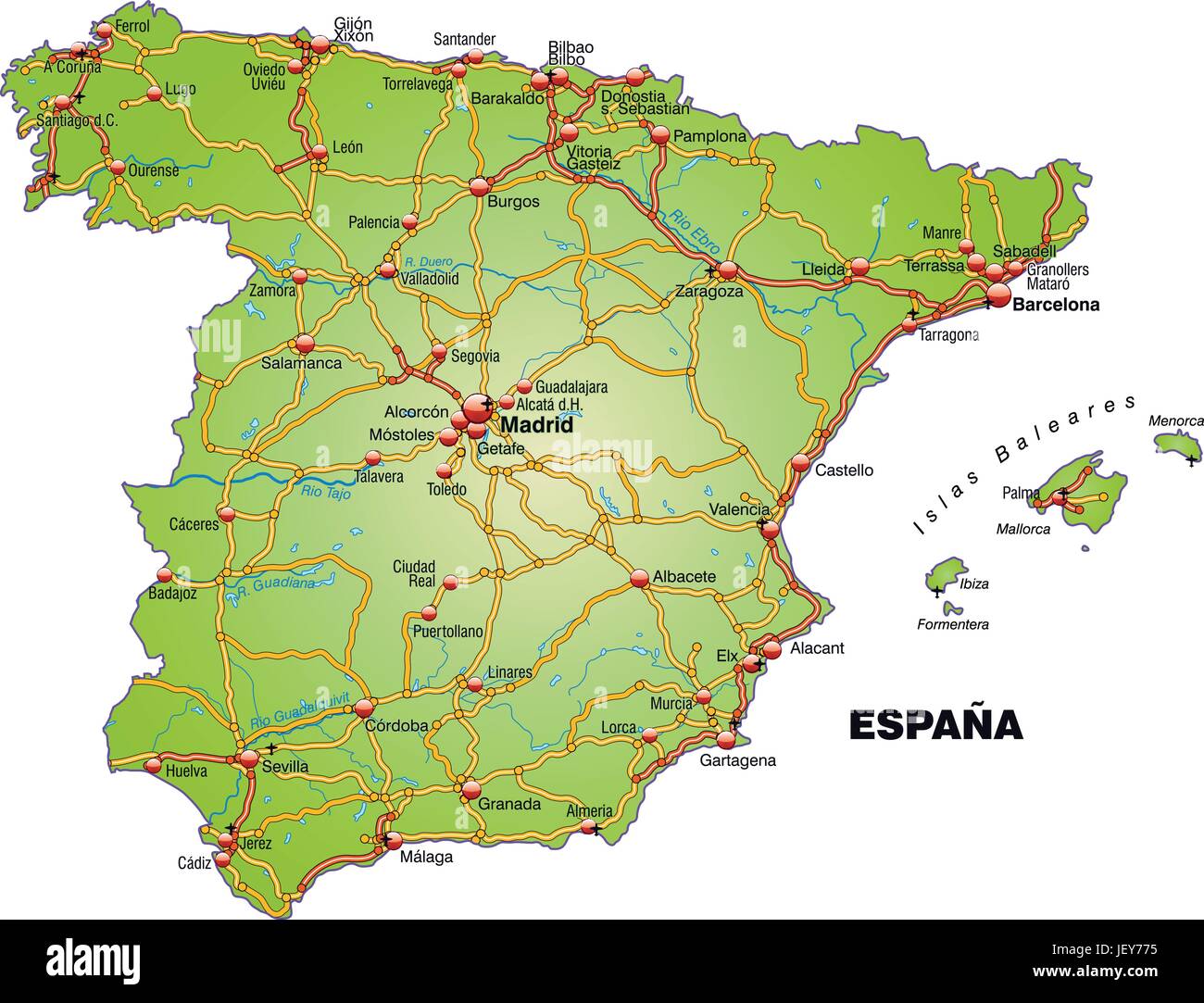 Map of spain Stock Vector Images - Alamy