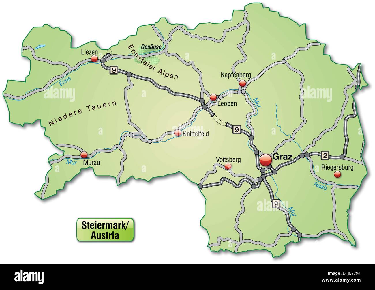 Styria map vector hi-res stock photography and images - Alamy