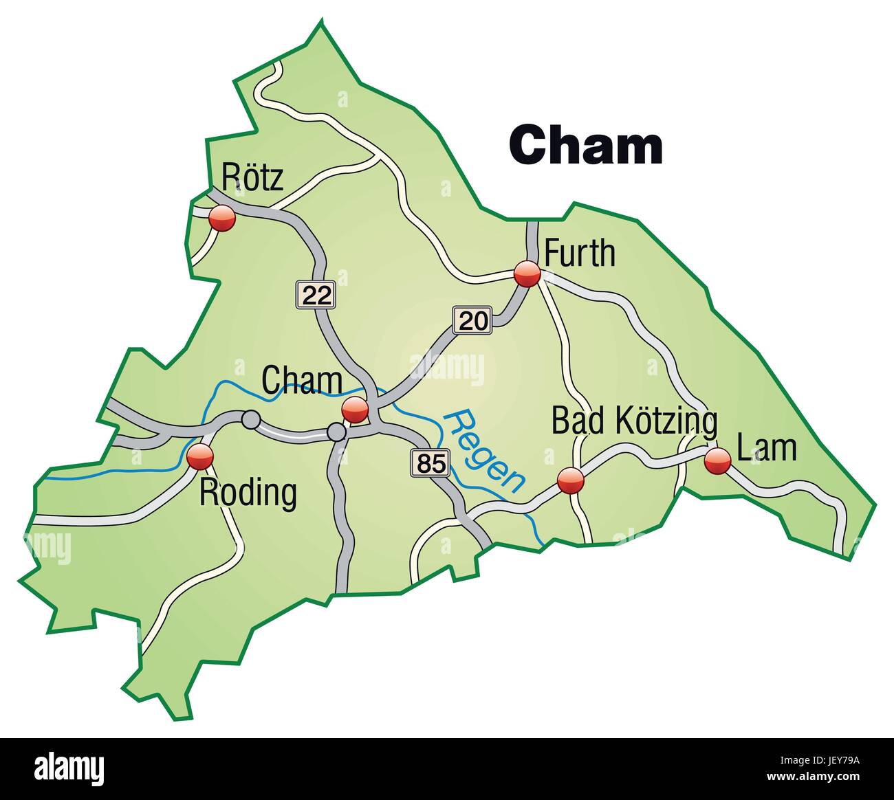 map of cham with transport network in pastel green Stock Vector Image ...