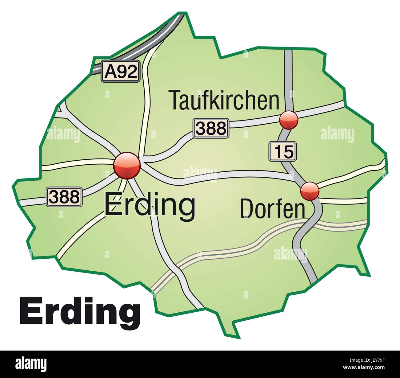 map of erding with transport network in pastel green Stock Vector Image ...