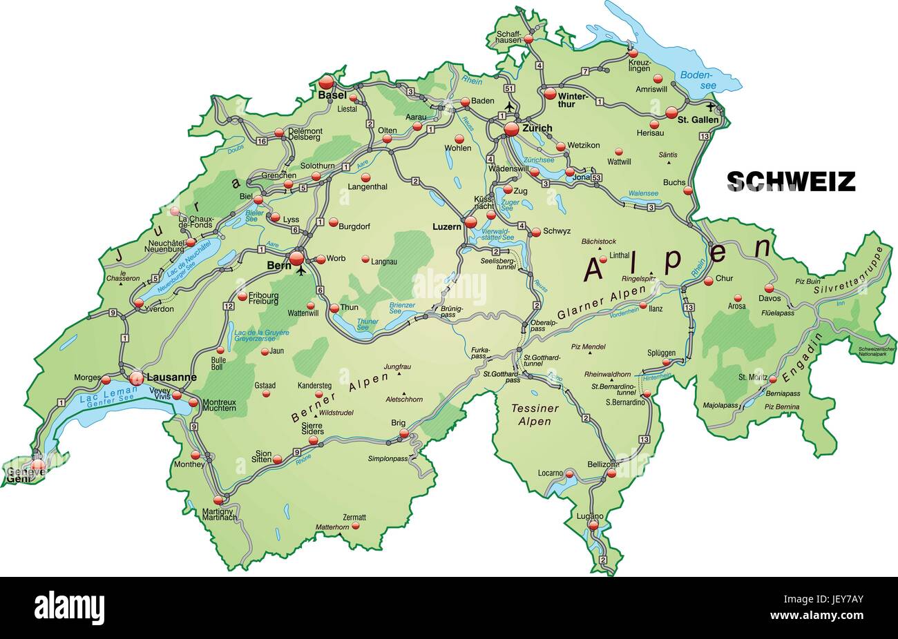 Switzerland Map With Cities