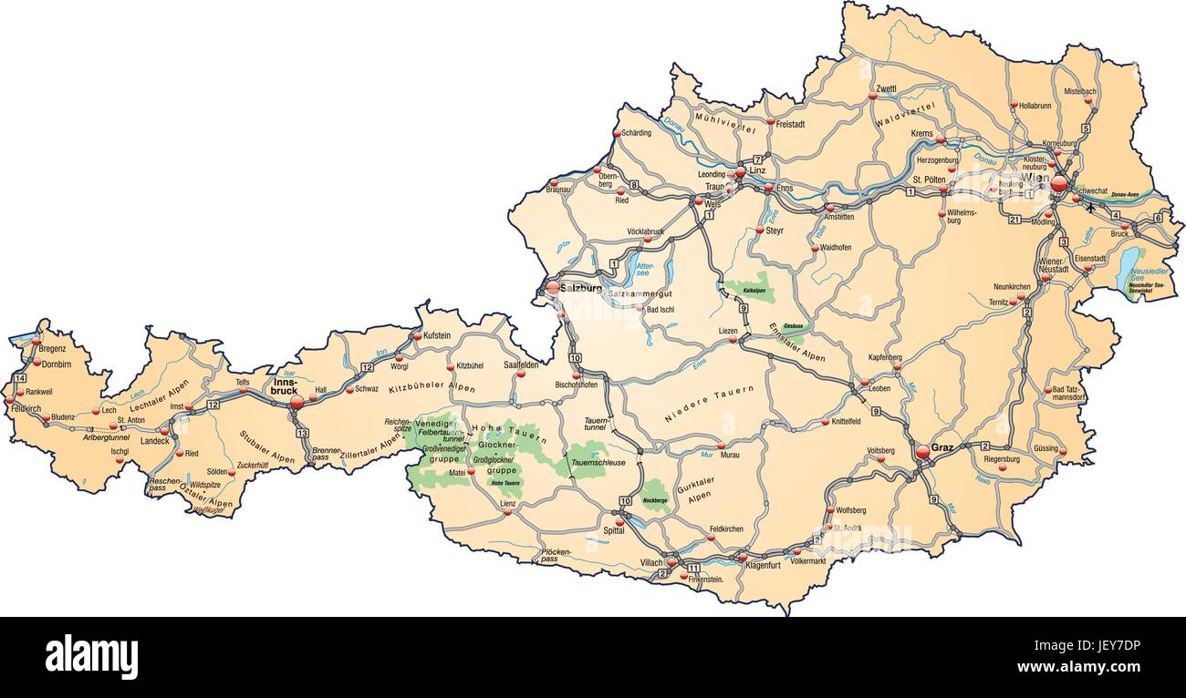 Map austria transport network in hi-res stock photography and images ...