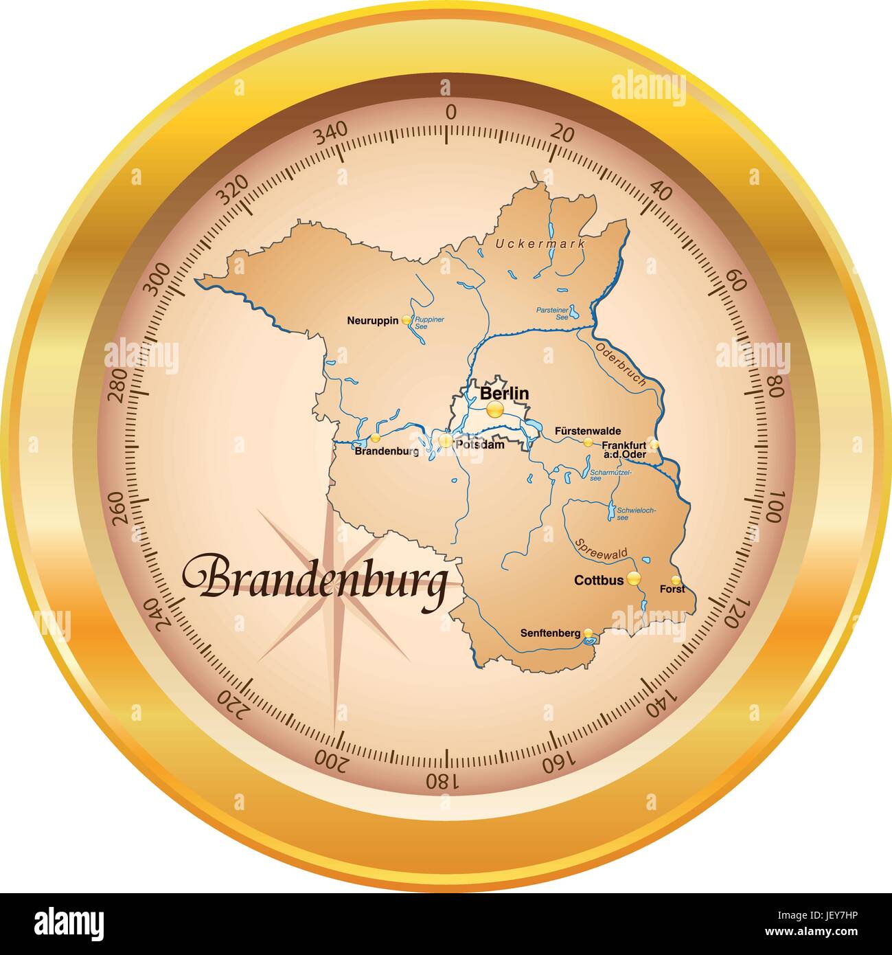 map of brandenburg as an overview map in gold Stock Vector Image & Art ...