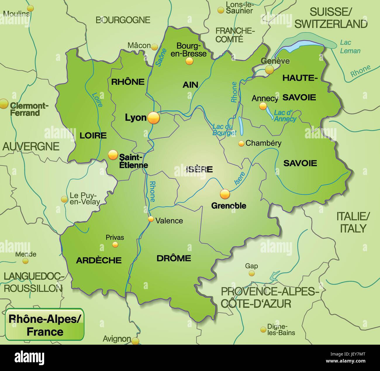 Map of rhone alpes Stock Vector Images - Alamy