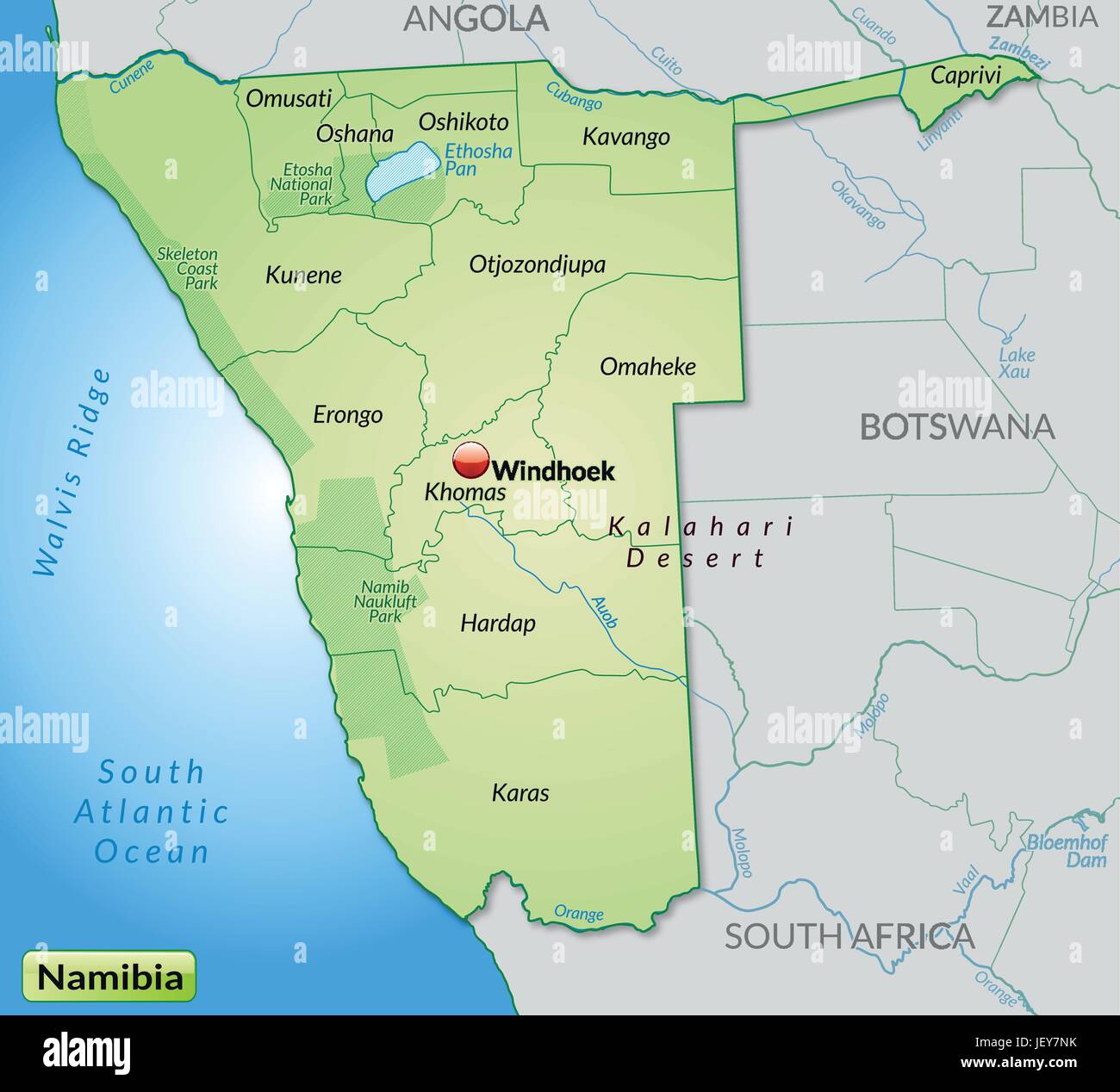 map of namibia with borders in pastel green Stock Vector Image & Art ...
