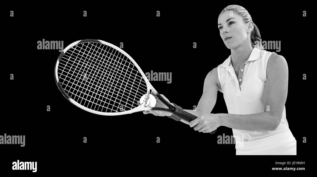 Athlete playing tennis with a racket Stock Photo - Alamy