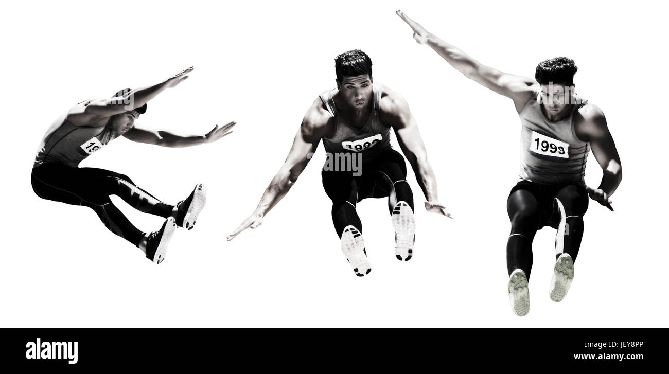 Front view of sportsman is jumping Stock Photo - Alamy