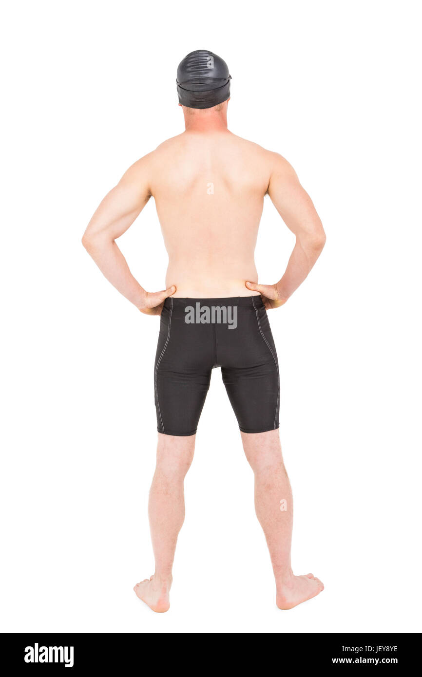 Rear view of swimwear standing Stock Photo - Alamy