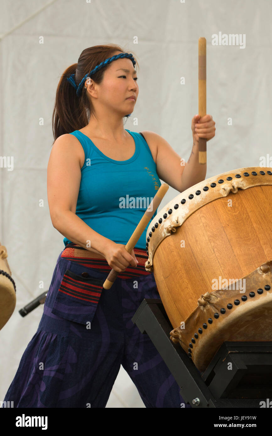 Taiko drummer, World Beat Festival, Riverfront Park, Salem, Oregon ...