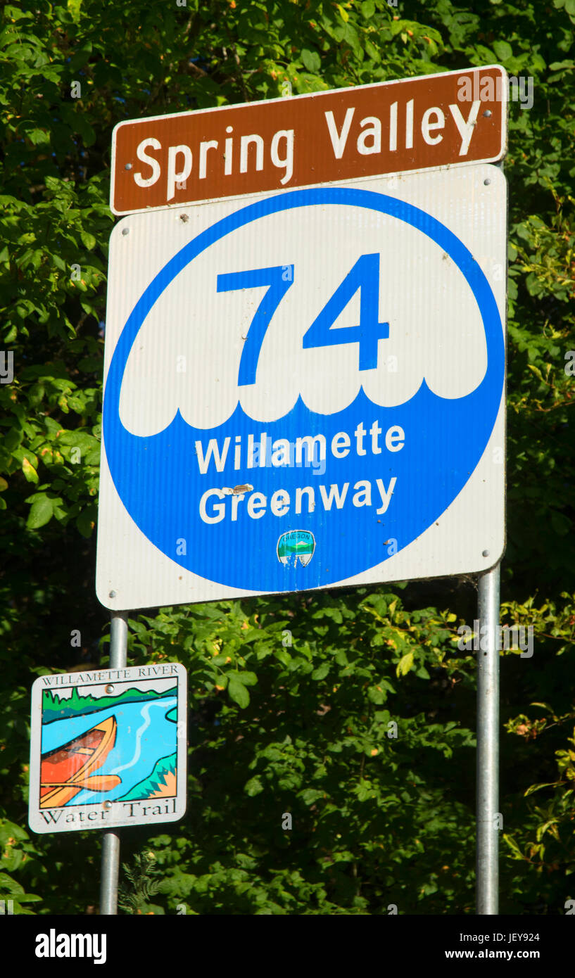 Willamette River mileage sign, Spring Valley Access, Willamette River ...