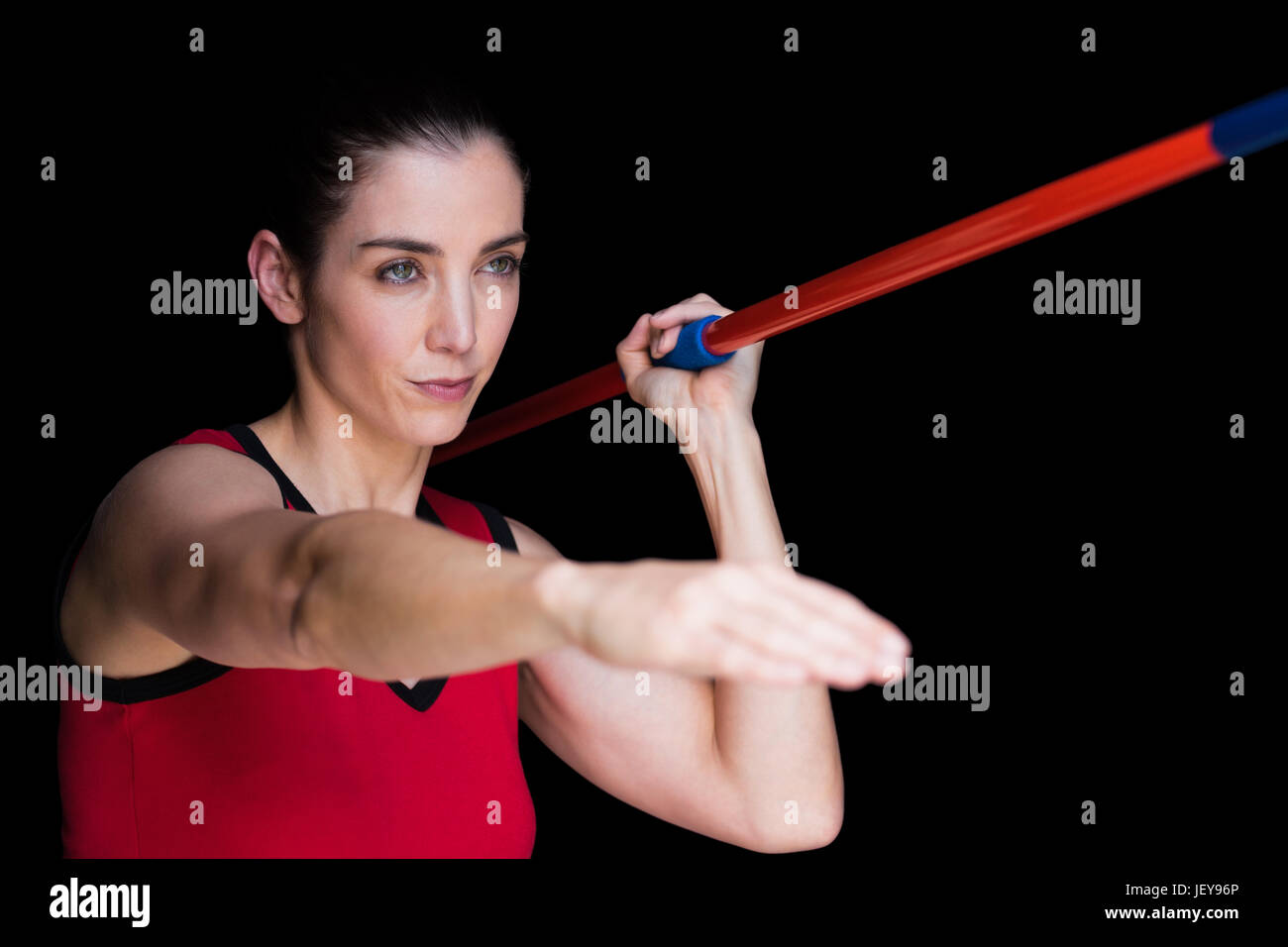 Female athlete throwing a javelin Stock Photo - Alamy