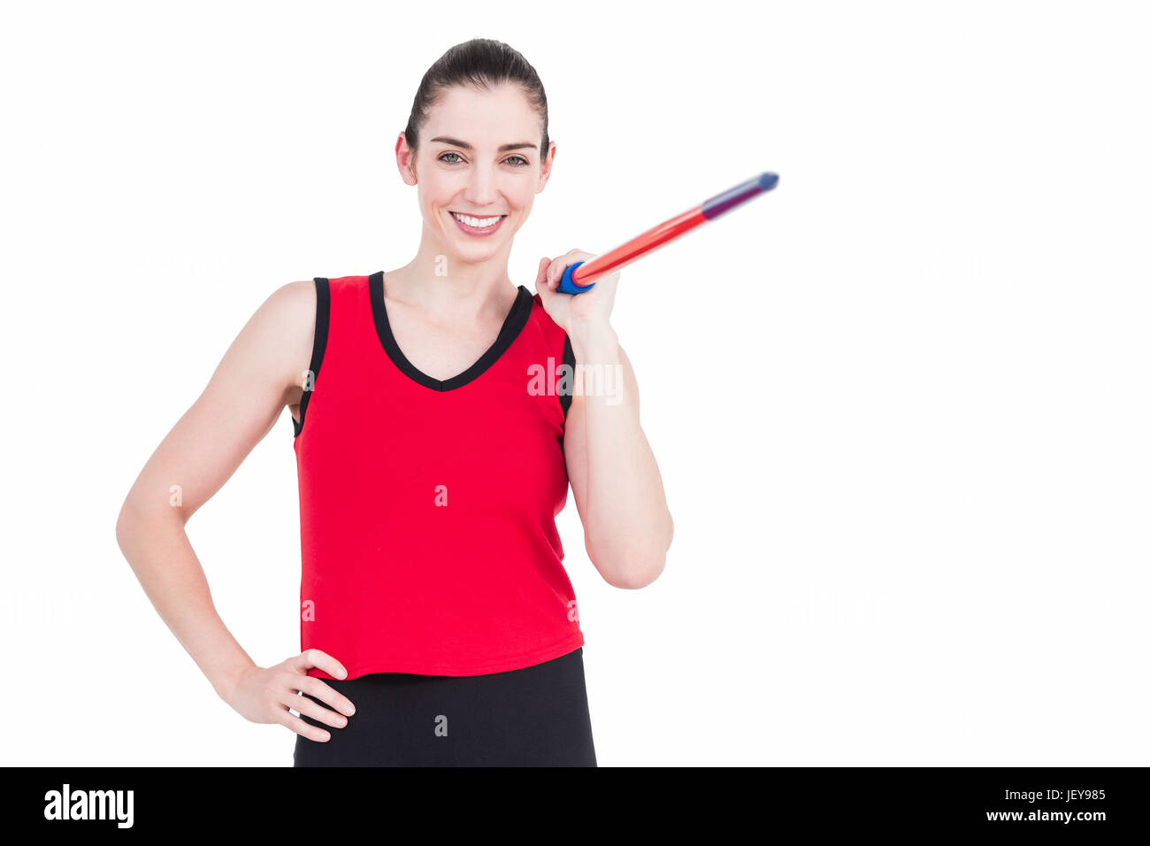 Female athlete throwing a javelin Stock Photo - Alamy