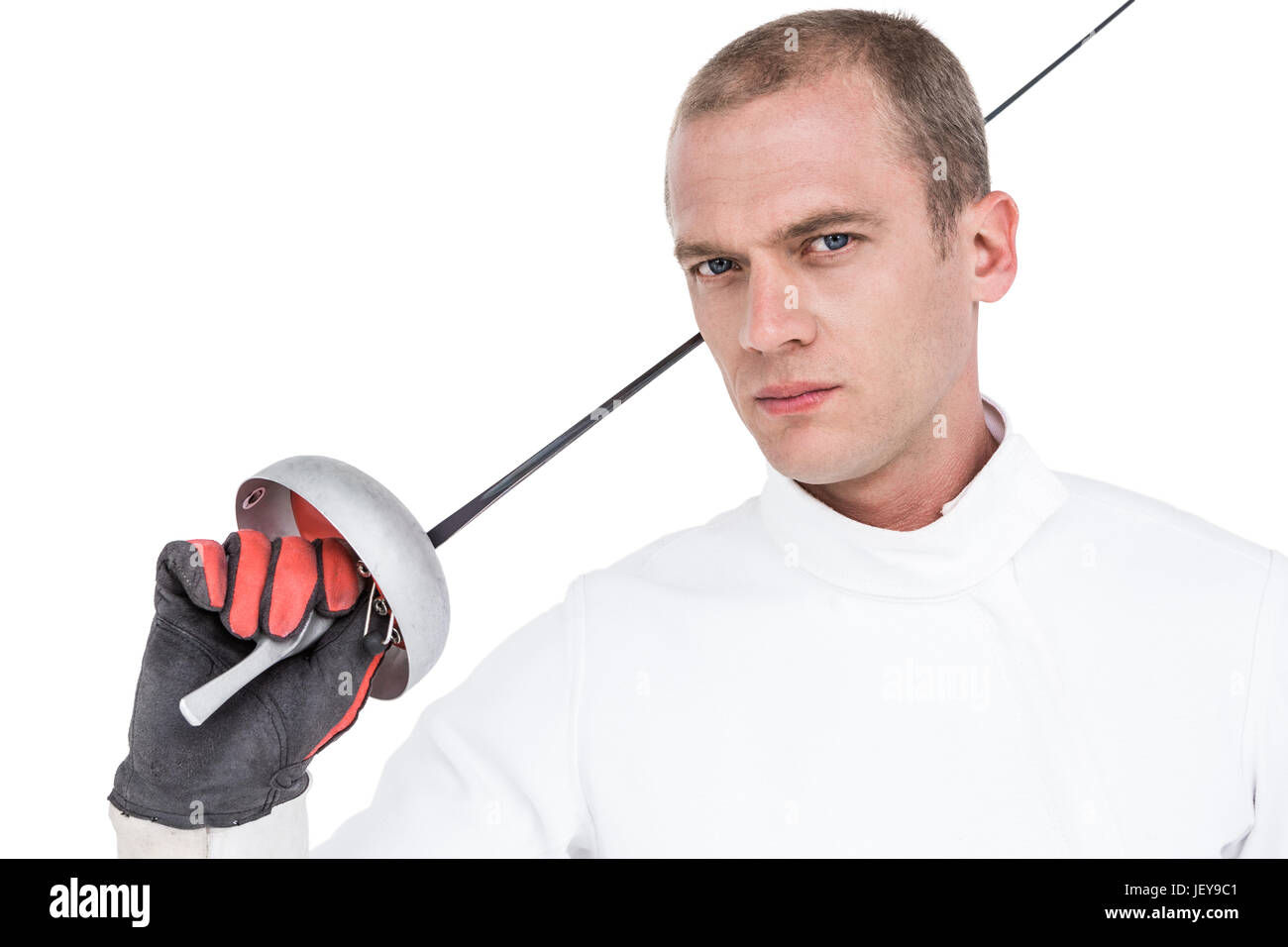 Close-up of swordsman holding fencing sword Stock Photo - Alamy