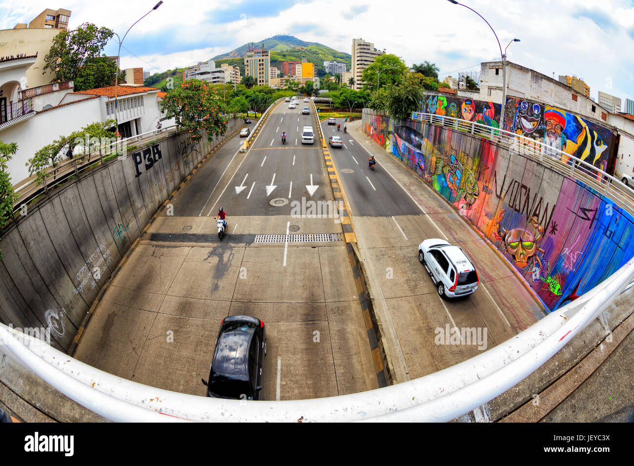 Fisheye view of a highway in Cali, Colombia Stock Photo - Alamy