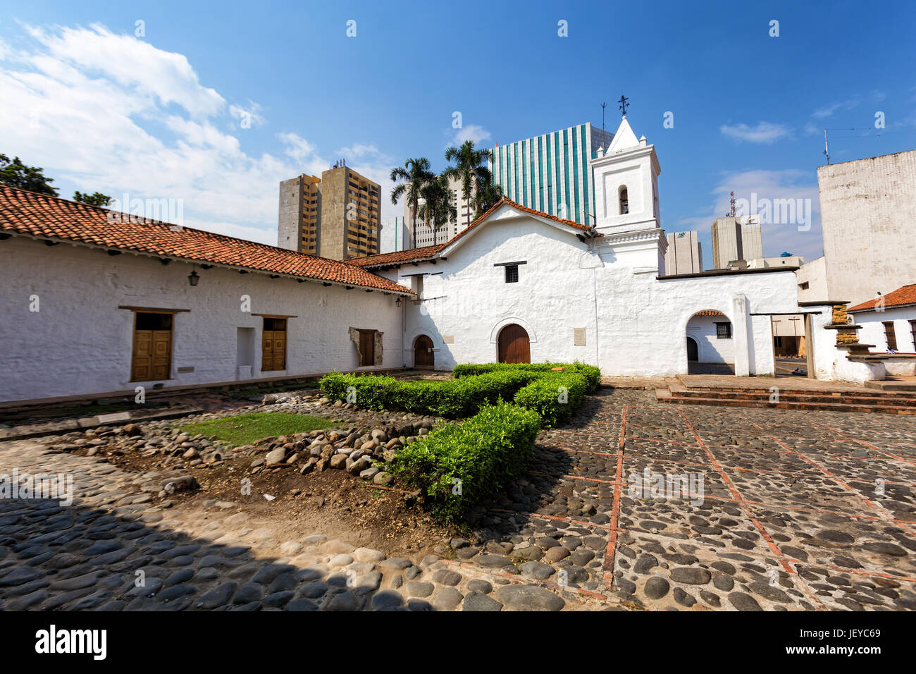 Wide angle view of the La Merced Church in Cali, Colombia Stock Photo ...