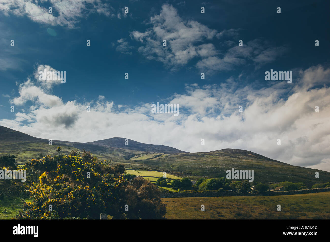an irish countryside with beautiful blue sky Stock Photo - Alamy