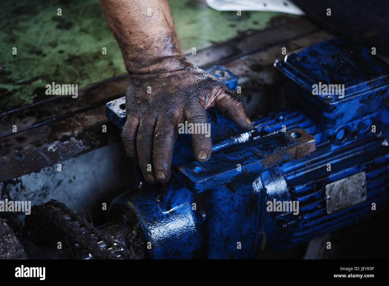 hand of repairman during maintenance work of the electric motor Stock ...