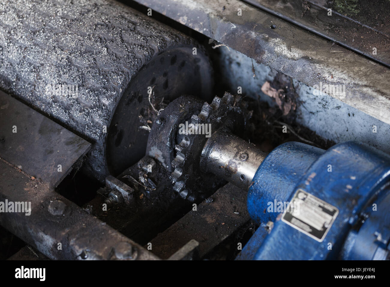 gear of chain with electric motor and roller of machine Stock Photo - Alamy