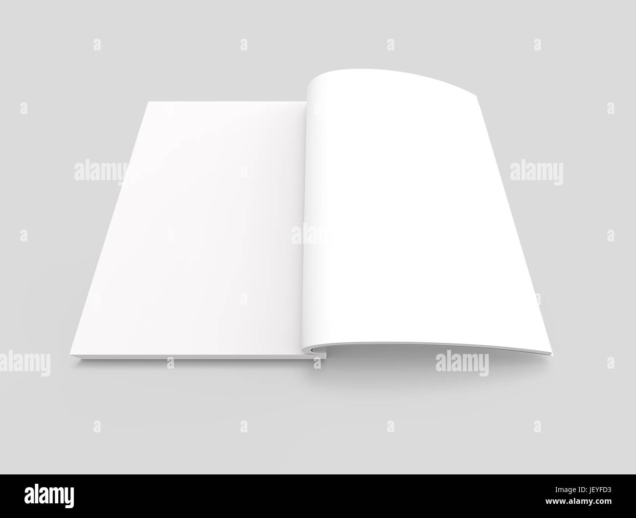 blank 3d rendering open book, isolated light gray background, elevated ...