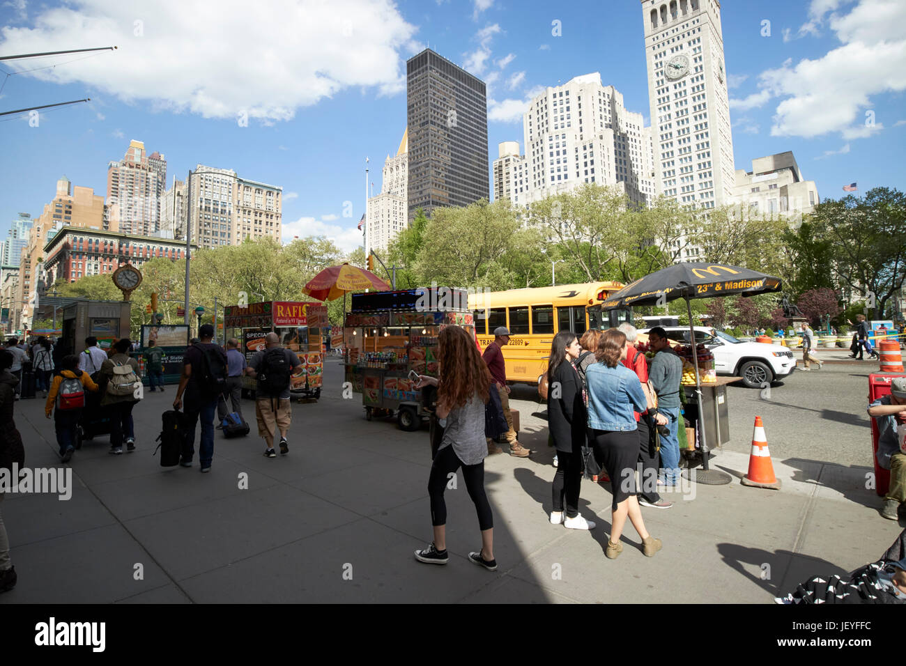food carts on the pavement at madison square park New York City USA ...